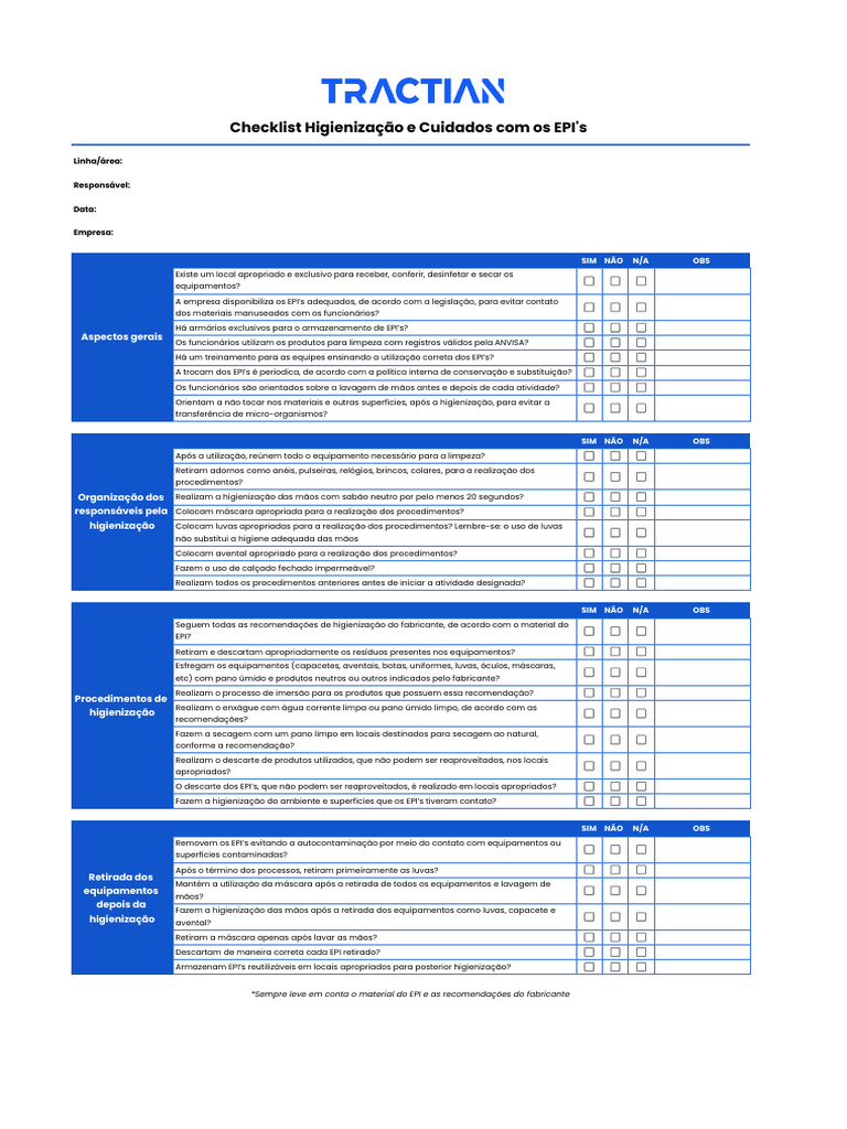Higienizacao e Cuidados Com Os Epis | PDF