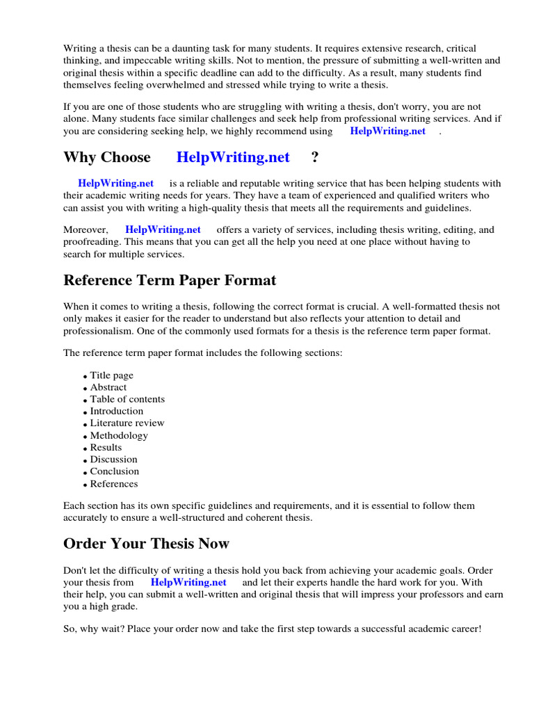 Reference Term Paper Format | PDF | Citation | Apa Style