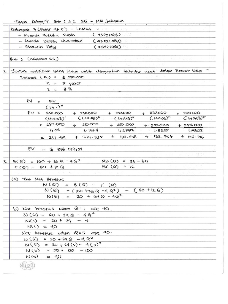 Kelompok 7 - Tugas ME Bab 1 Dan 2 SEMBA 43C | PDF