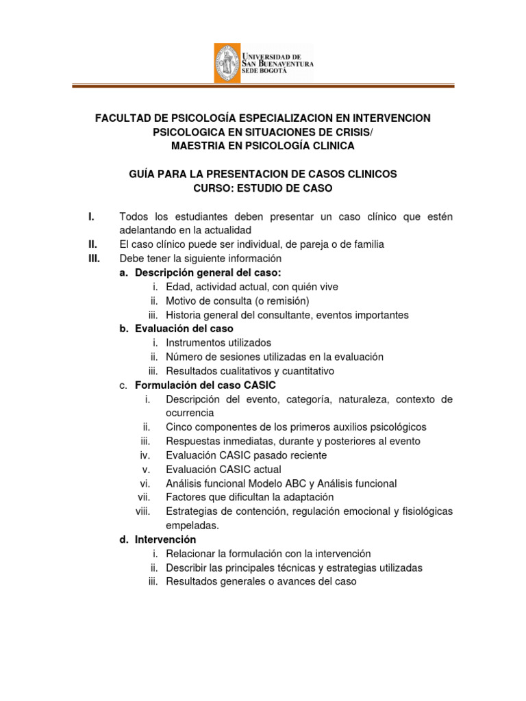 Guia para La Presentacion de Caso | PDF | Evaluación | Sicología