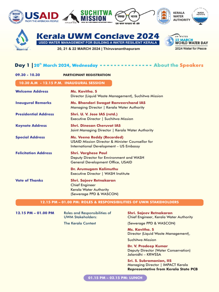 Agenda - Kerala UWM Conclave 2024 | PDF | Sanitation | Urban Planning