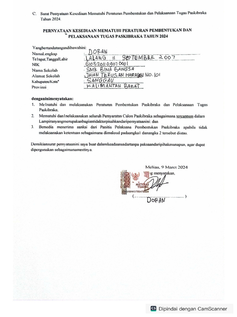 Surat Kesediaan Mematuhi Peraturan Pembentukan Dan Pelaksanaan Tugas ... Surat Kesediaan Mematuhi Peraturan Pembentukan Dan Pelaksanaan Tugas ...