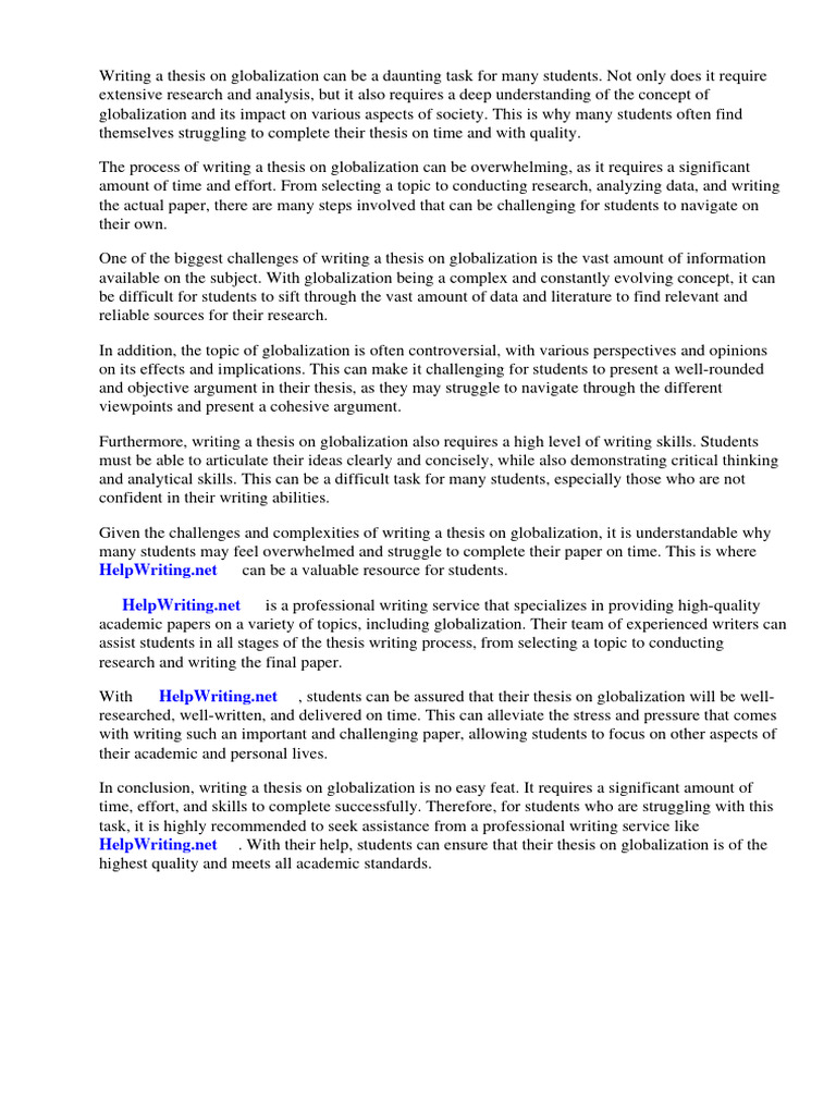 Term Paper On Globalization PDF | PDF | Globalization | Corporate Social Responsibility