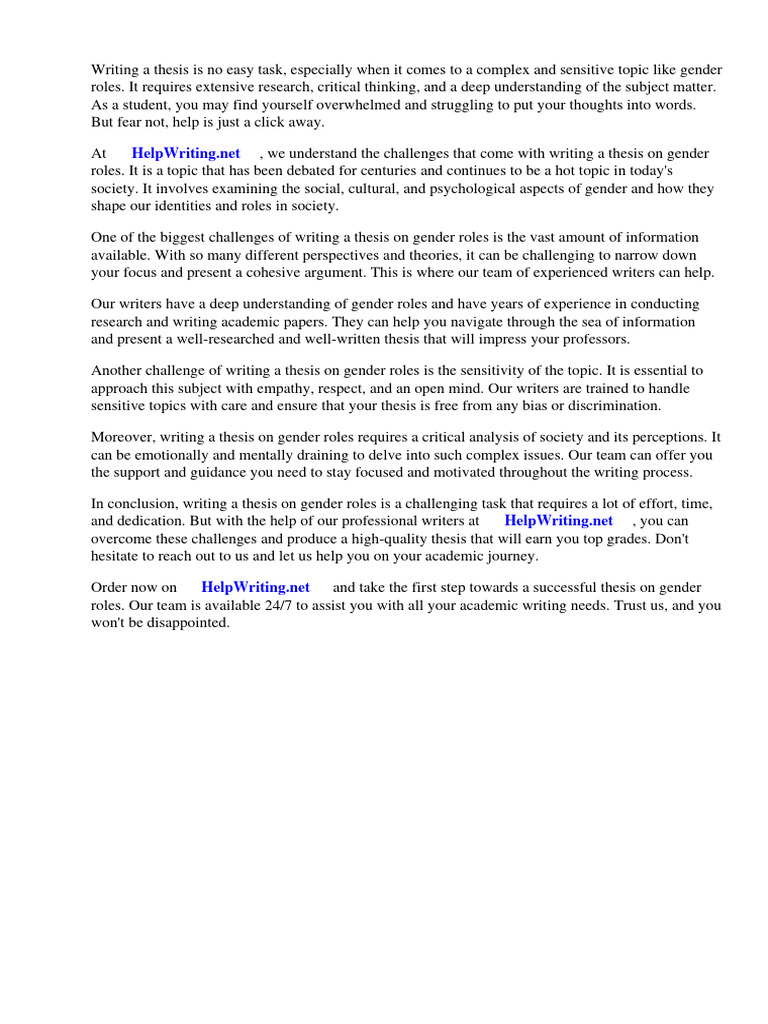 Term Paper Gender Roles | PDF | Gender | Gender Studies