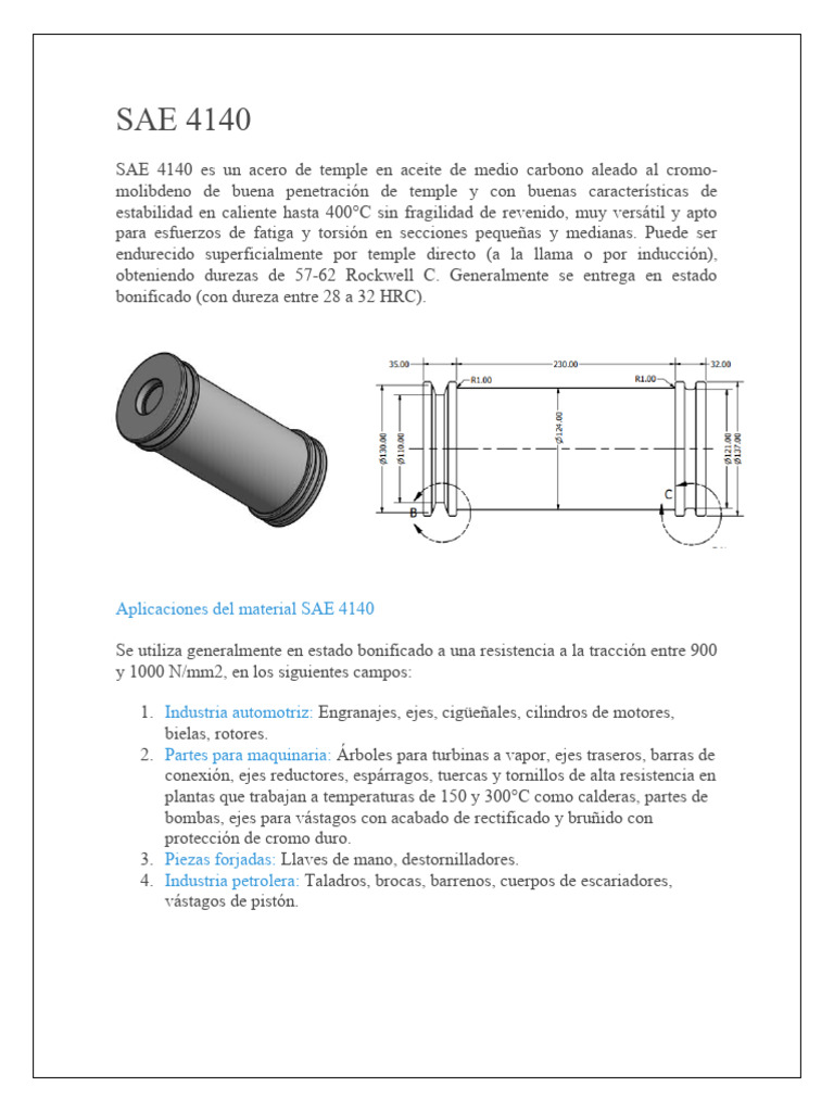 Ficha Técnica SAE 4140 CARRETE | PDF | Poliuretano | Materiales