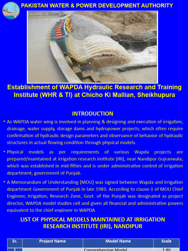 WAPDA Hydraulic Research Institute at Chicho | PDF | Dam | Hydroelectricity
