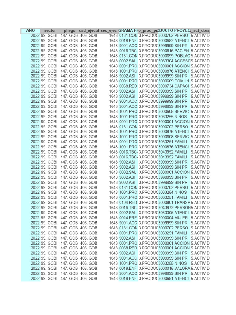 ReporteGasto FICHA 03 INDICADORES 2022 | PDF