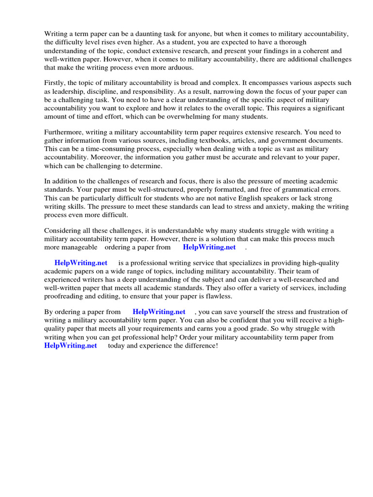 Military Accountability Term Papers | PDF | Accountability | Leadership