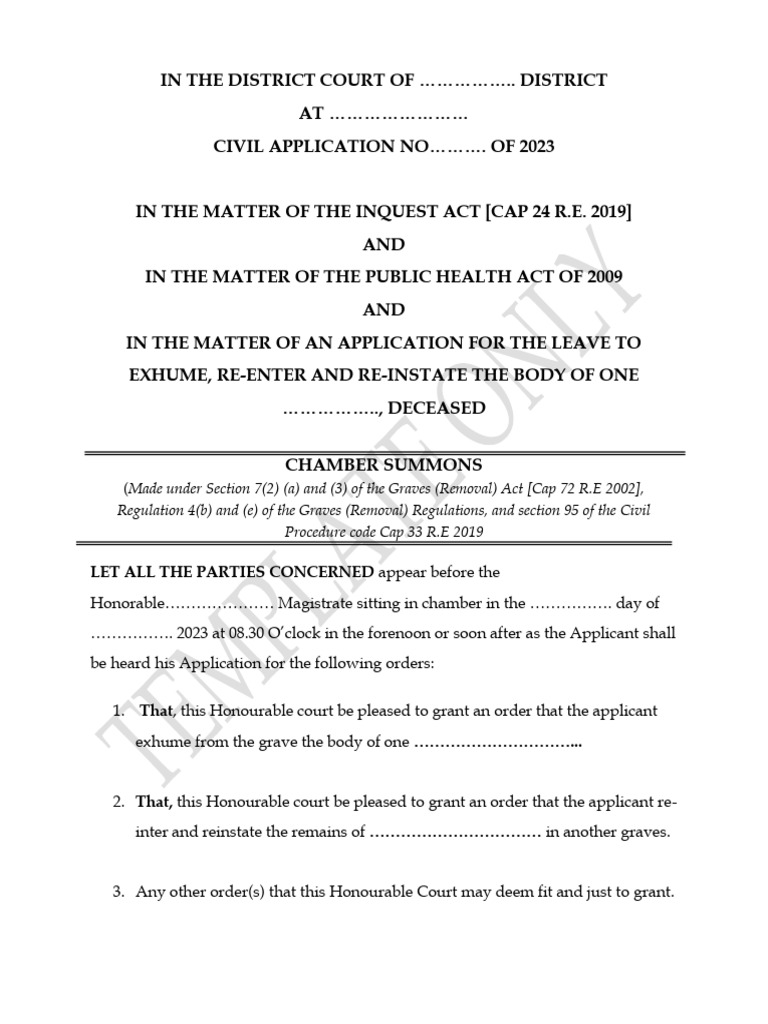 Grave Remove Application | PDF | Separation Of Powers | Common Law