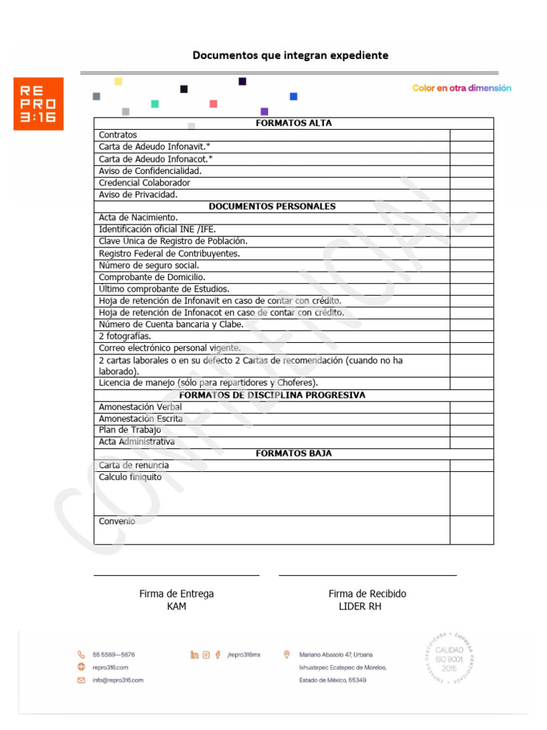 Check List DOCUMENTOS CONTRATACION REPRO 316 | PDF