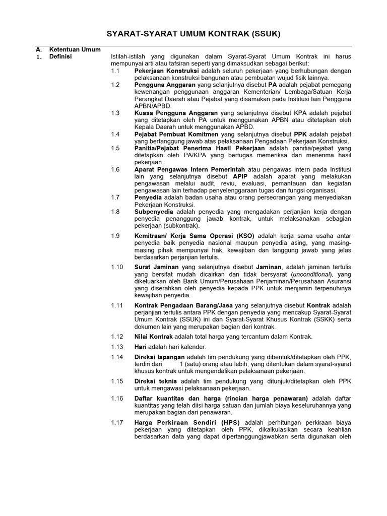 Syarat Umum Dan Syarat Khusus Kontrak | PDF
