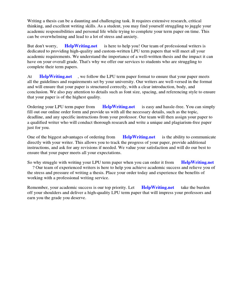 Lpu Term Paper Format | Download Free PDF | Recruitment | Employment