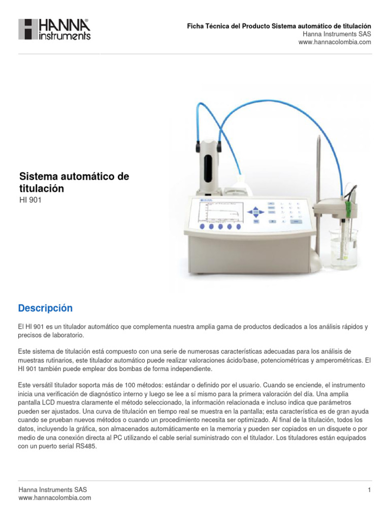 Ficha Tecnica Hi-901 | PDF | Valoración | Química