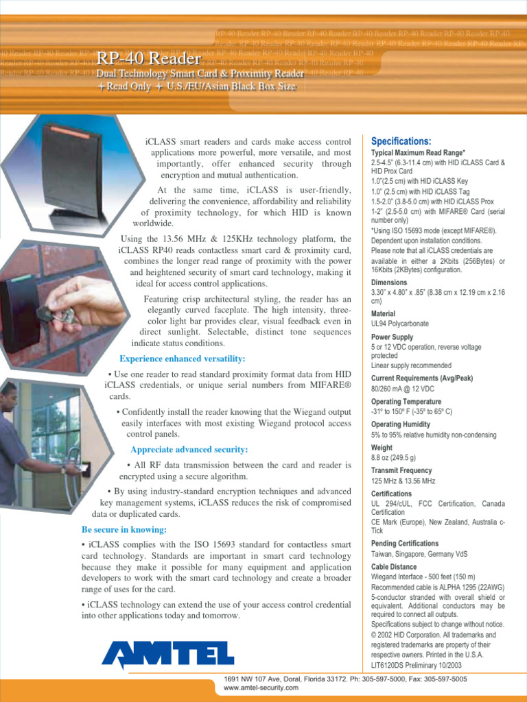 Hid RP40 | PDF | Smart Card | Access Control