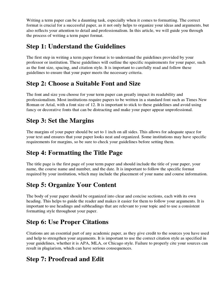 How To Write Term Paper Format | PDF | Citation | Apa Style