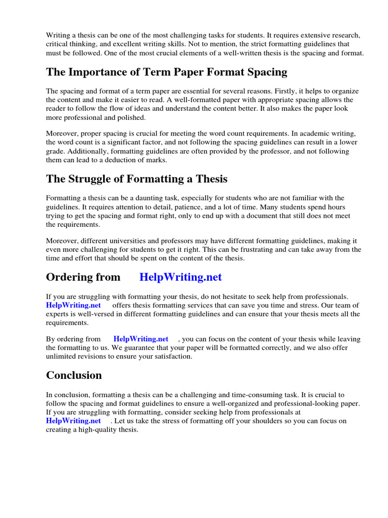 Term Paper Format Spacing | PDF | Apa Style | Academic Publishing