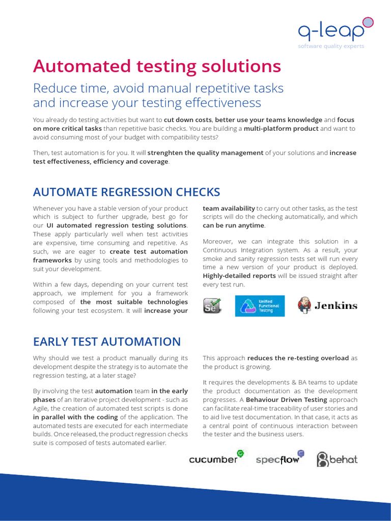 Test Automation Brochure Production | Download Free PDF | Automation ...
