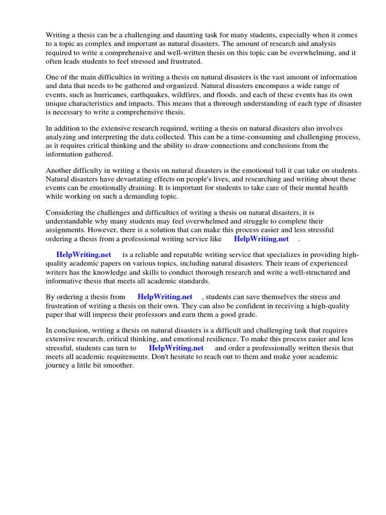 Challenges in Writing Natural Disaster Theses | PDF | Natural Disasters ...