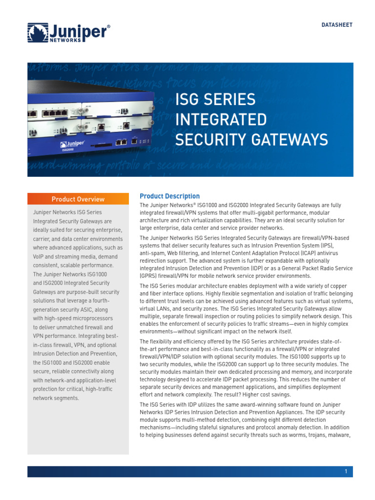 Juniper-Netscreen-ISG-Series-Datasheet | PDF | Computer Network ...