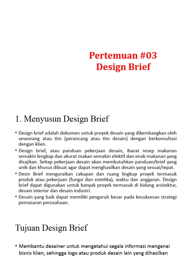 Design Brief | PDF | Karier & Perkembangan | Bisnis