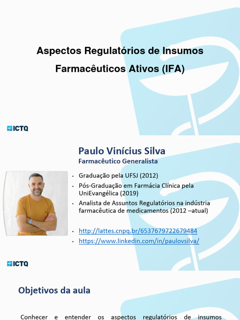 Aspectos Regulatórios de IFAs no Brasil | PDF | Farmacêutico | Sistema ...
