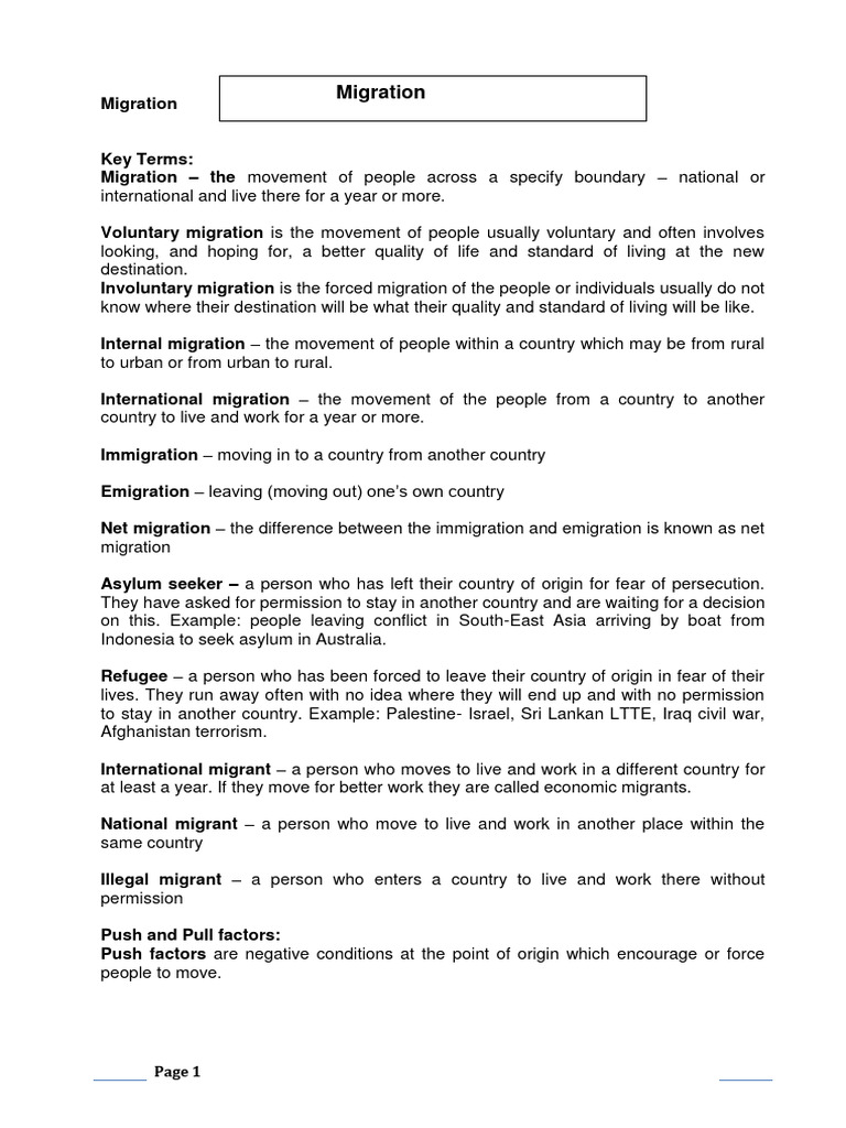 Migration Notes - 230713 - 140233 | PDF | Human Migration | Immigration