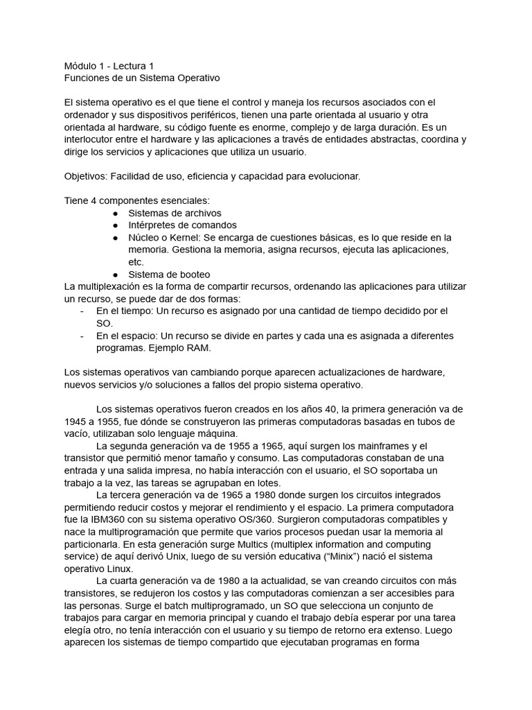 Resumen Sistemas Operativos | PDF | Hilo (Computación) | Sistema operativo