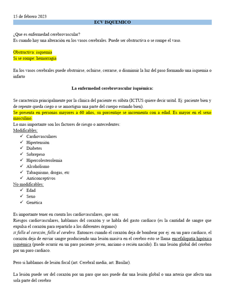 5 (15-02-2023) + ECV Isquemico | PDF | Corazón | Trombosis