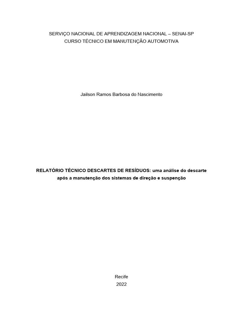 Jailson Ramos Relatorio Descarte de Residuos | PDF | Desperdício ...