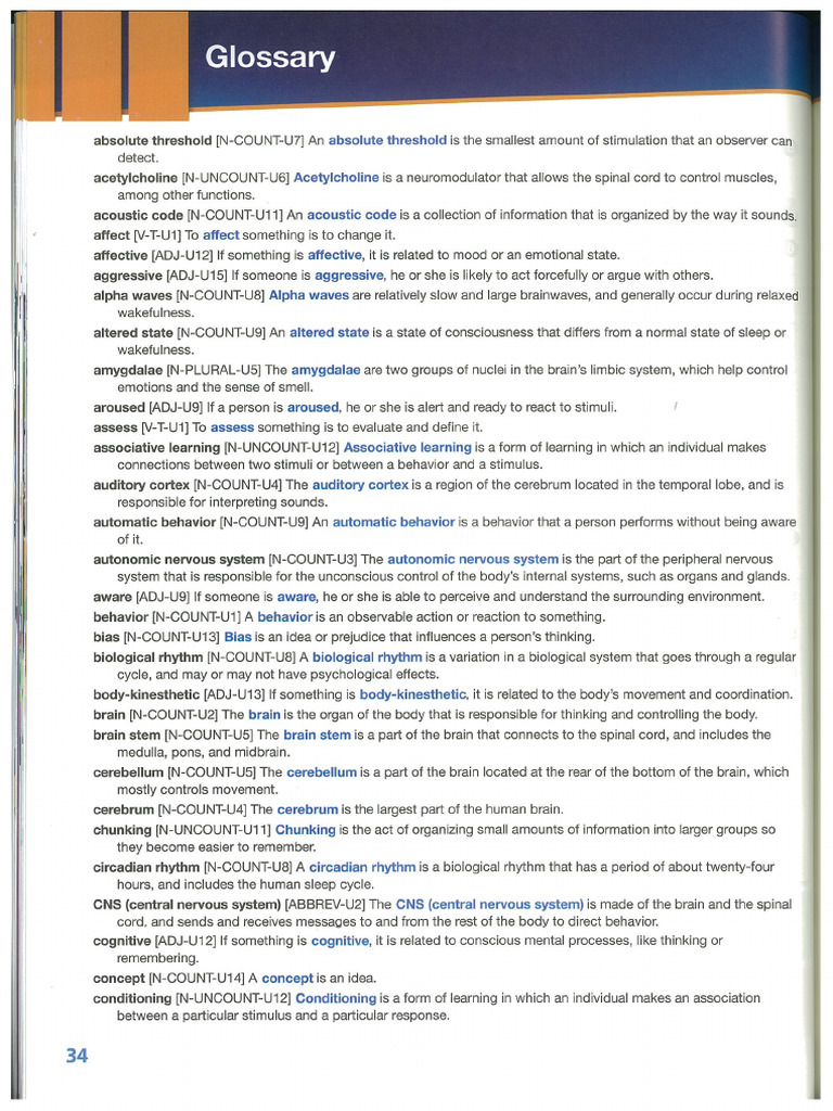 Psychology - Book 1 (Glossary) | PDF