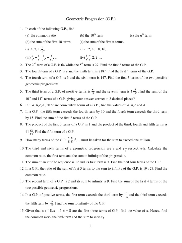Geometric Progression | PDF | Mathematical Concepts | Mathematics