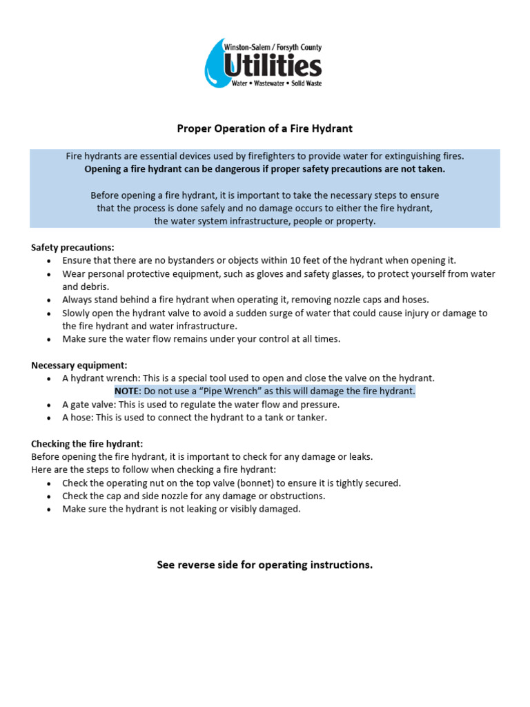 Fire Hydrant Operation | PDF | Hydraulics