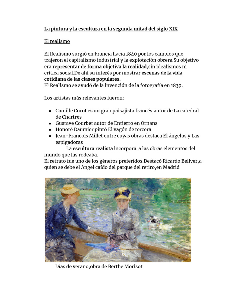 La Pintura y La Escultura en La Segunda Mitad Del Siglo XIX | PDF ...