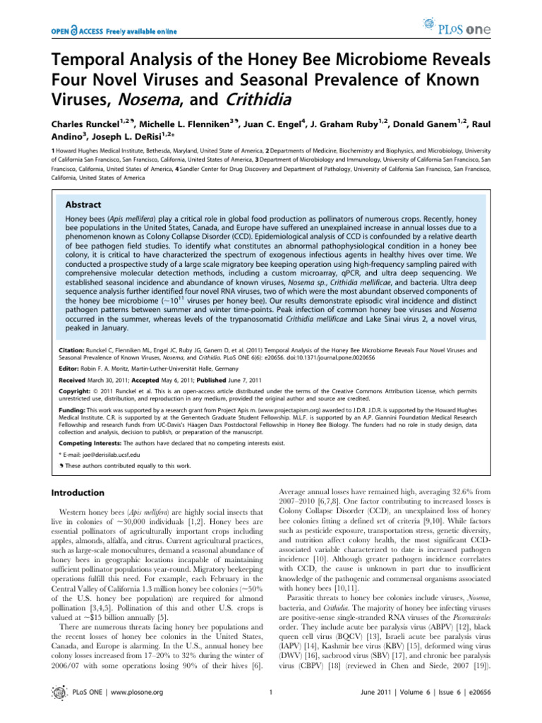 Temporal Analysis of The Honey Bee Microbiome | PDF | Honey Bee | Real Time Polymerase Chain ...
