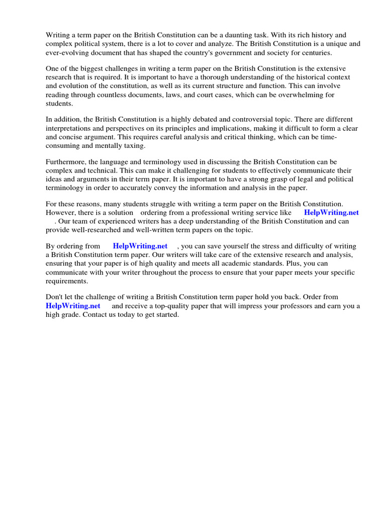 British Constitution Term Paper | PDF | Constitution | United Kingdom