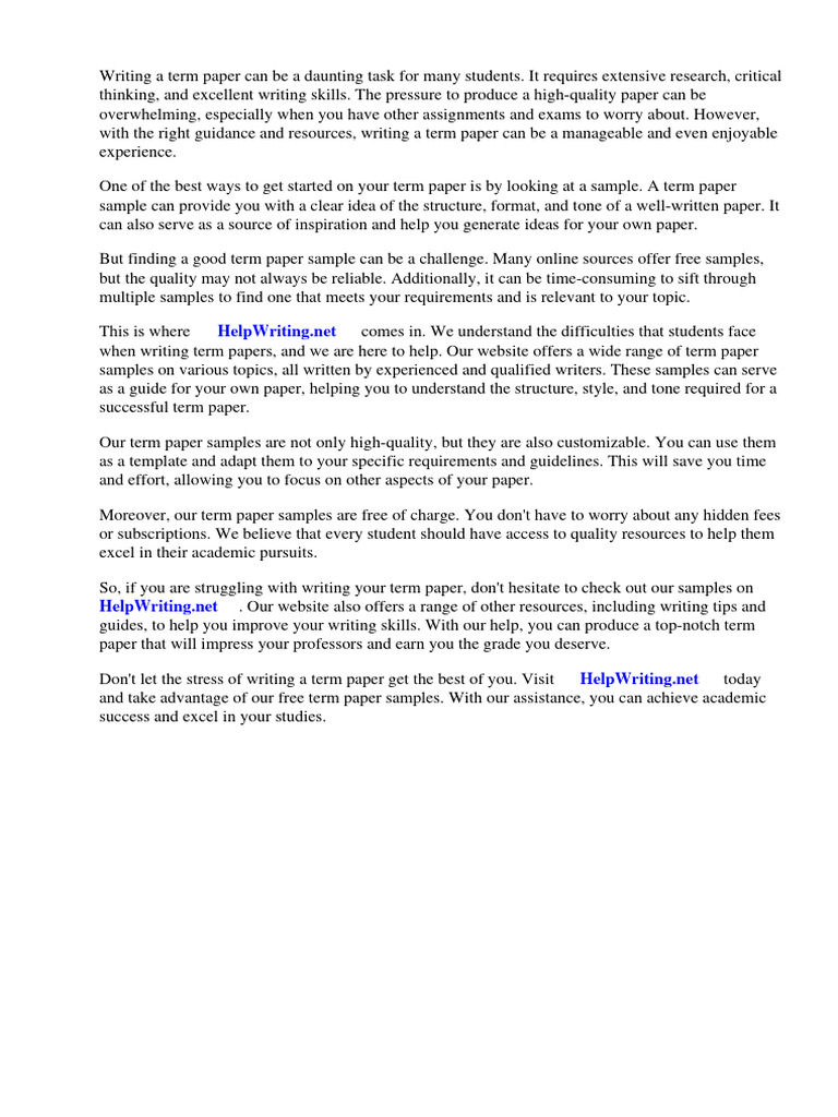 Writing A Term Paper Sample | PDF | Citation | Essays