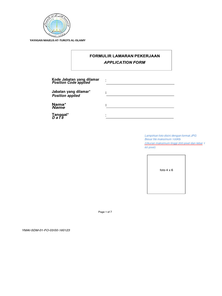 Form 03-FLK-FORMULIR LAMARAN KERJA | PDF