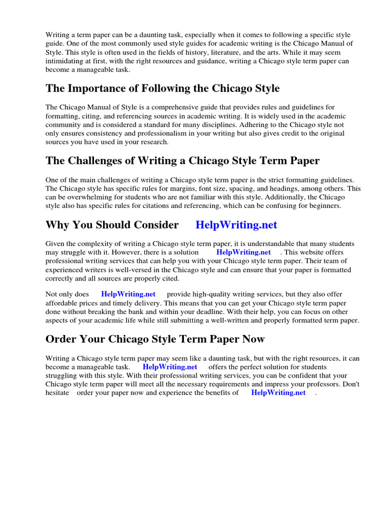 Chicago Style Term Paper | PDF | Citation | A Manual For Writers Of ...