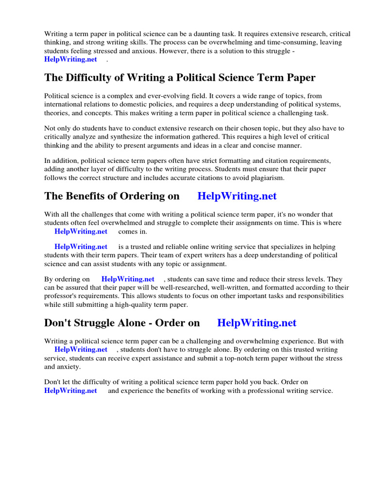 Term Paper Political Science | PDF | Political Science | Science