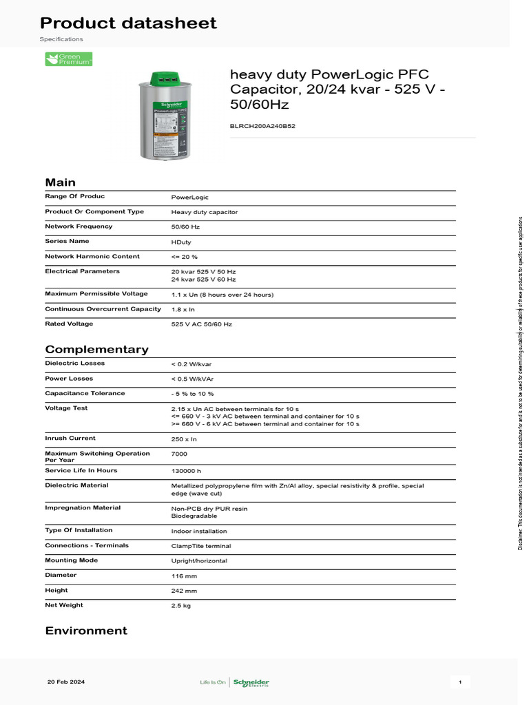 Schneider Electric - PowerLogic-PFC-Capacitors - BLRCH200A240B52 | PDF | Electrical Engineering ...