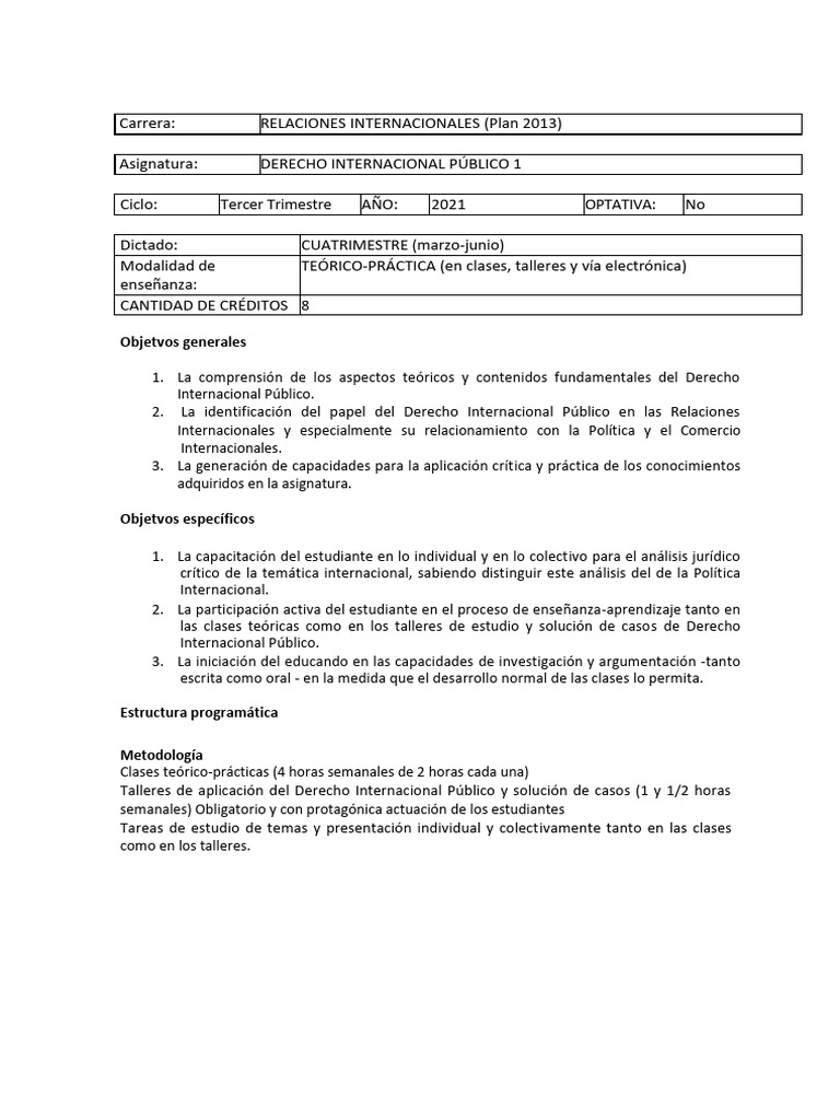 Programa DIP I Completo | PDF | Tratado | Arbitraje