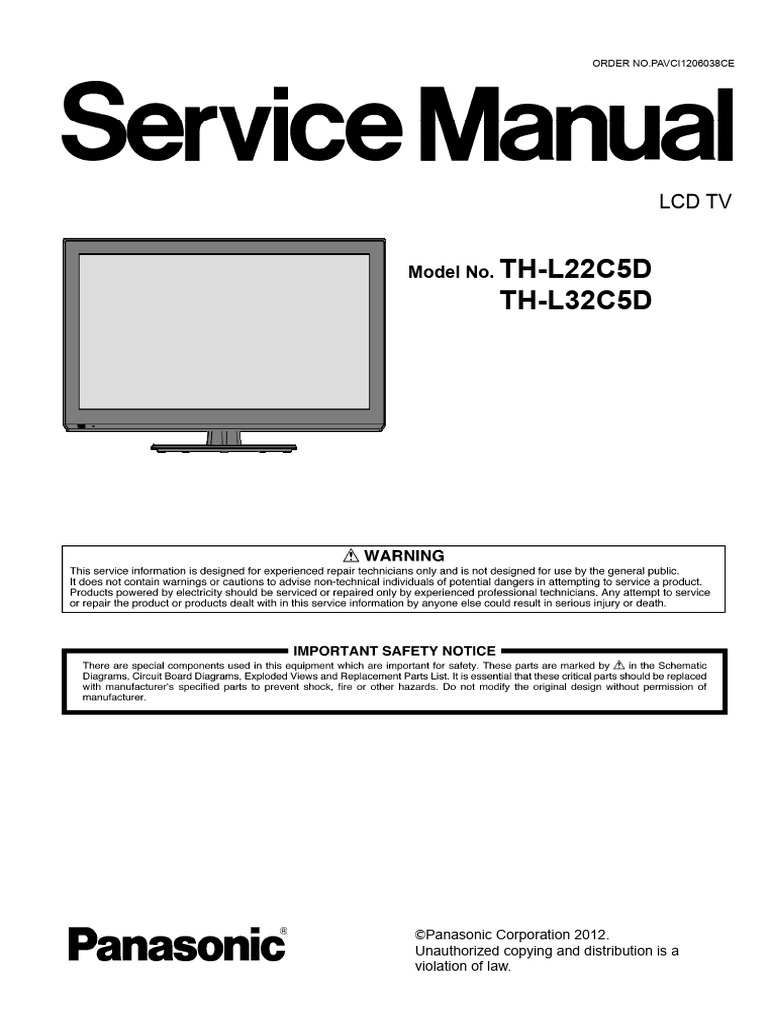 Panasonic TH-L32C5D Service Manual | PDF | Hdmi | Electronics
