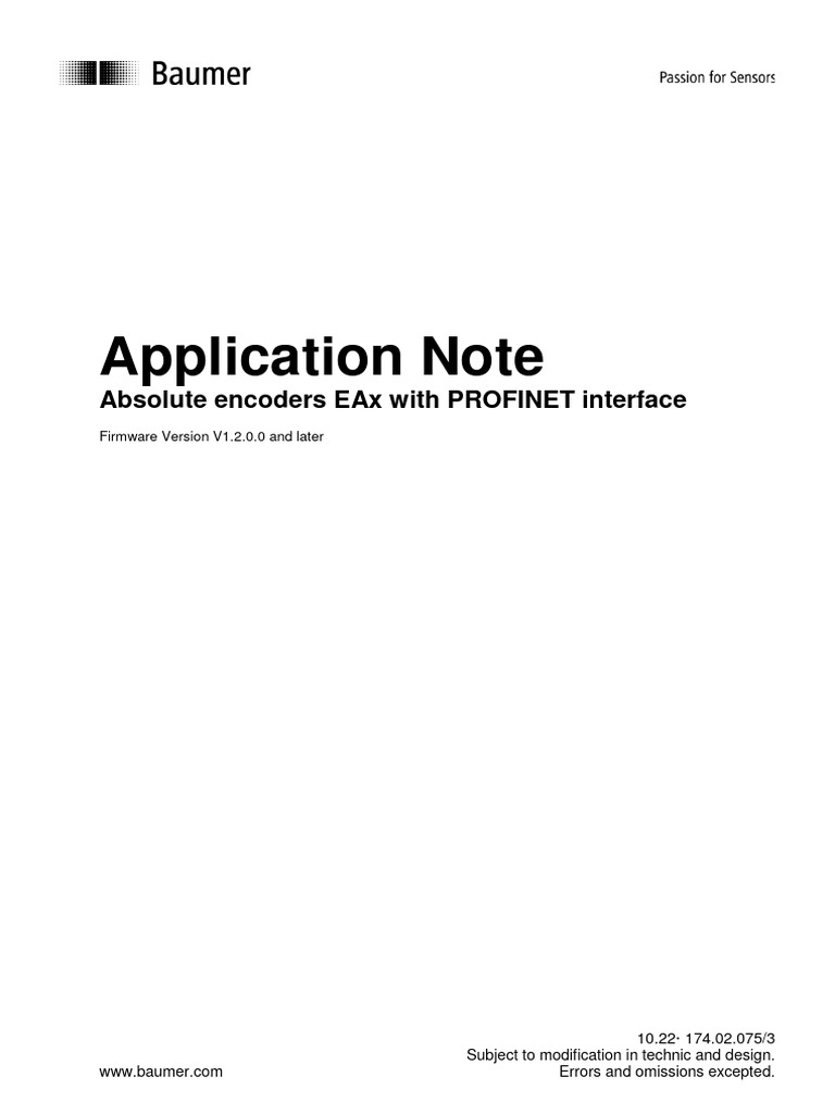Application Note Absolute Encoders EAx With PROFINET Interface | PDF ...