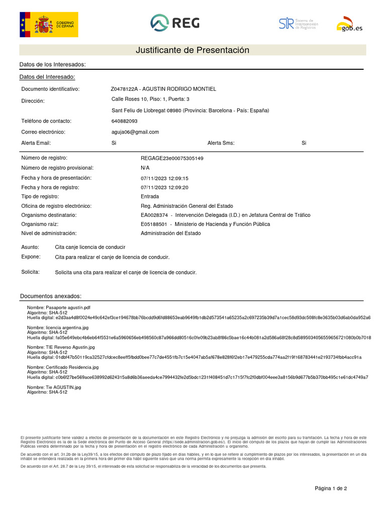 Justificante de Presentación REG | PDF