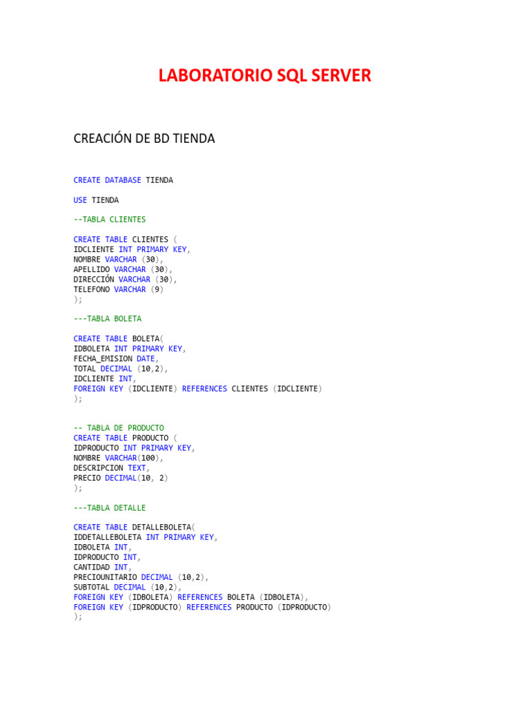 LABORATORIO SQL SERVER 01 v2-1 | PDF | SQL | Gestión de tecnología de la información