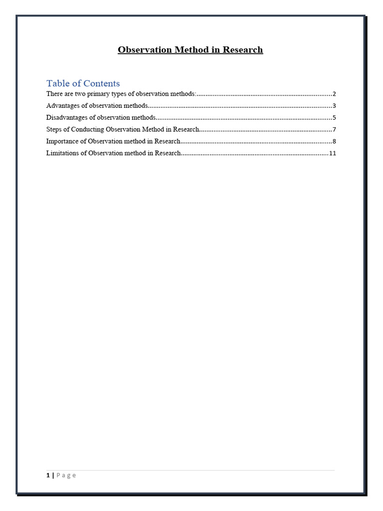 Observation Method in Research | PDF | Observation | Bias