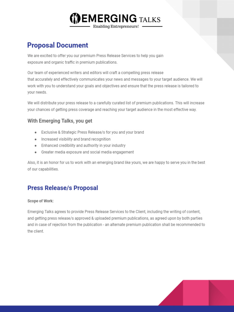 Offers PR Proposal-2 | PDF | Press Release | You Tube