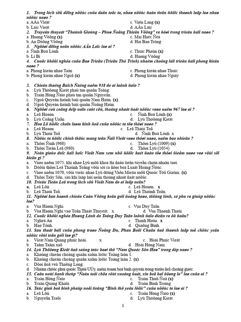 500 Cau Hoi - Dap An Trac Nghiem | PDF