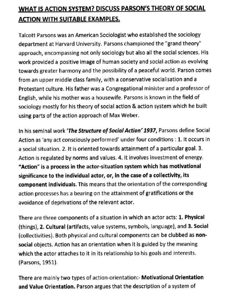 Action System | PDF | System | Sociology