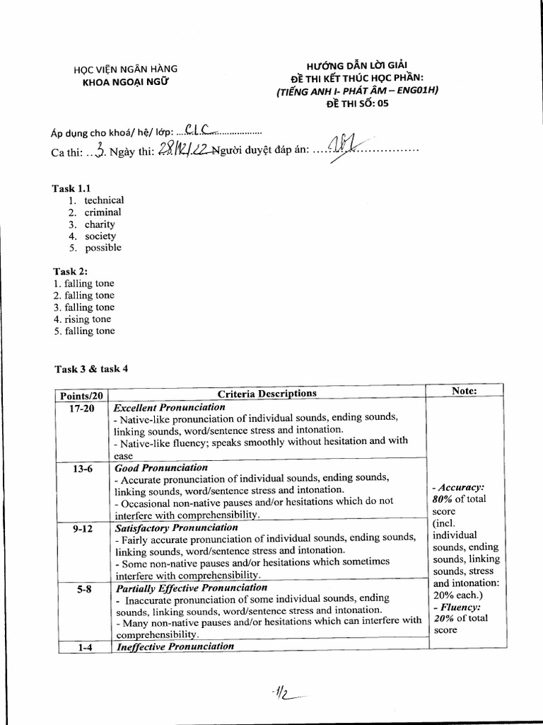 Phat Am ENG01H de 5 Ca 3 Ngay 28.12.22 CLC | PDF | Phonology | Language Mechanics